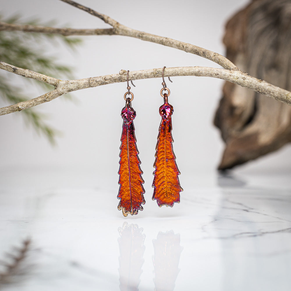 Banksia Leaf - Copper Earrings – Real Leaf Jewellery Australia